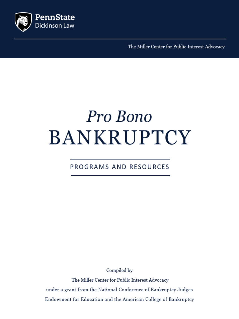 Pro Bono Bankruptcy Resources Guide | PDF | Chapter 7 | Bankruptcy