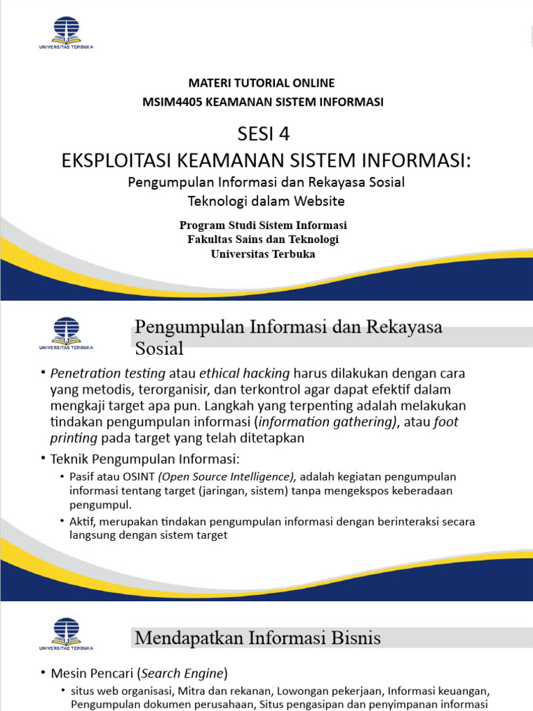 Sesi4 - Eksploitasi Keamanan Sistem Informasi | PDF