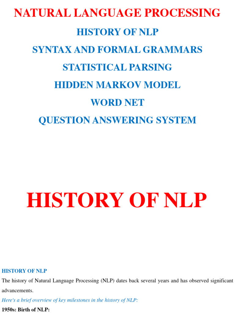 13) Natural Language Processing | PDF | Parsing | Syntax 13) Natural Language Processing | PDF | Parsing | Syntax