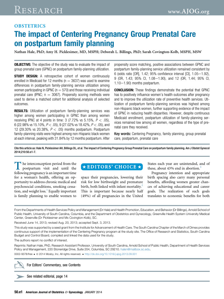 PIIS0002937813009320 | PDF | Family Planning | Postpartum Period