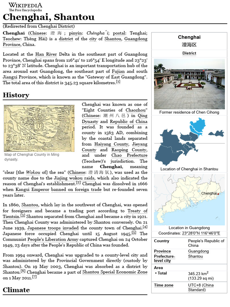 Chenghai, Shantou - Wikipedia | PDF