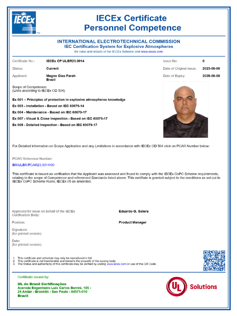 IECEx CP ULBR23.0014 Issue 0 - IECEx Certificates Foto | PDF
