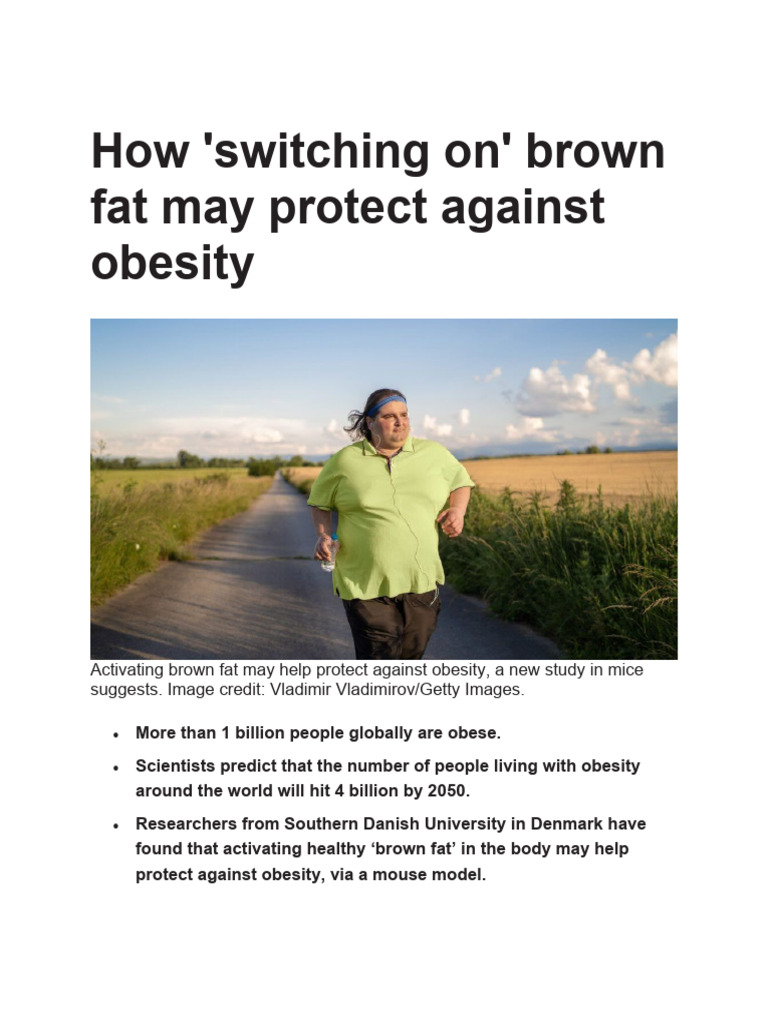How 'Switching On' Brown Fat May Protect Against Obesity | PDF ...