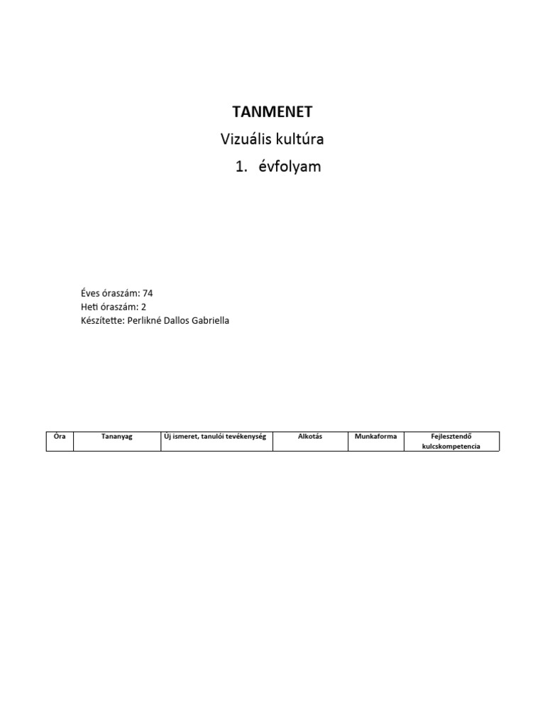 Rajz Tanmenet 1. Osztály | PDF