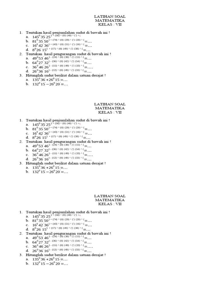 Latihan Soal Satuan Sudut | PDF