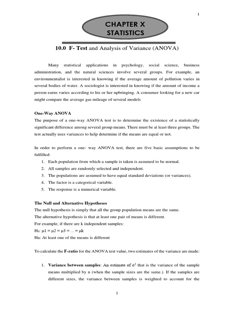One-Way ANOVA: Statistical Analysis Guide | PDF | Analysis Of Variance ...