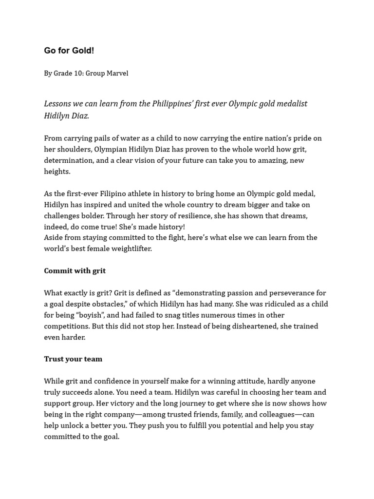 Hidilyn Diaz | PDF | Grit (Personality Trait) Hidilyn Diaz | PDF | Grit (Personality Trait)