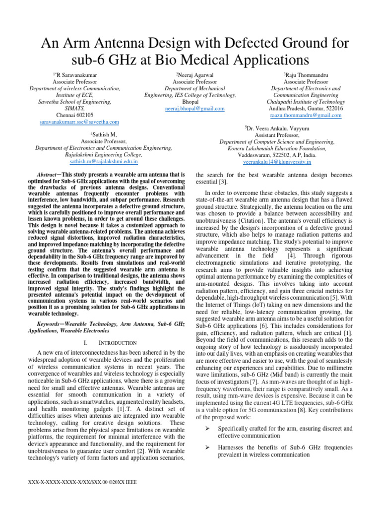 Paper ID 142 - 2024 IEEE ICRISST | PDF | Antenna (Radio) | Wearable ...