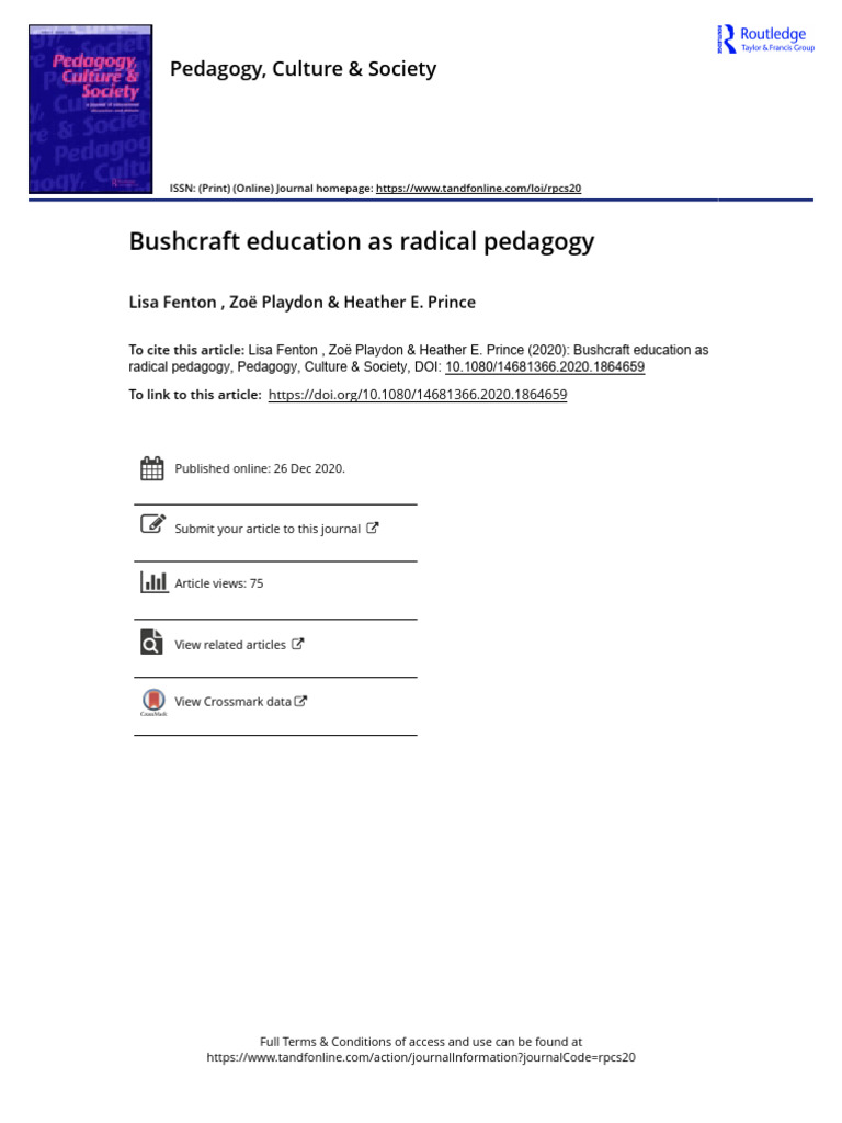 Bushcraft Education As Radical Pedagogy | PDF | Pedagogy | Knowledge