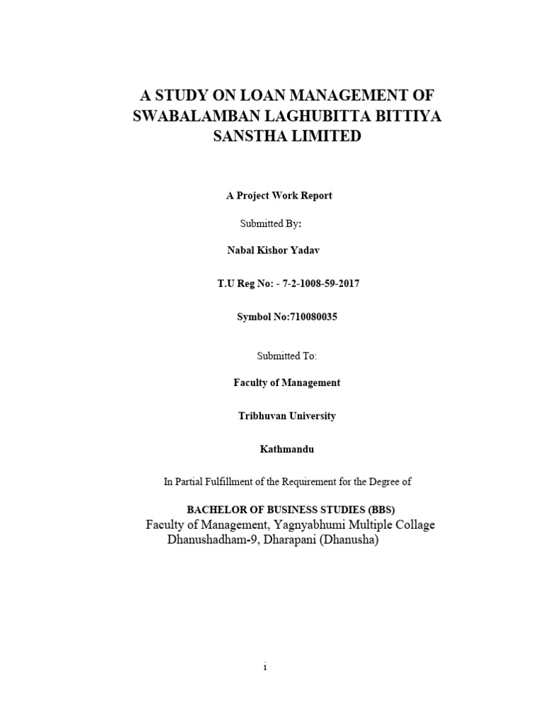 Loan Management Study of Swabalamban | PDF | Cooperative | Interest