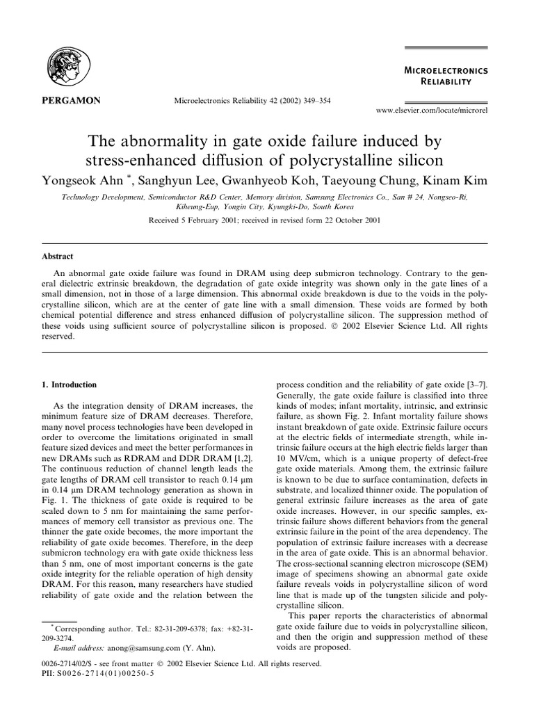 The Abnormality in Gate Oxide Failure Induced by Stress-Enhanced ...