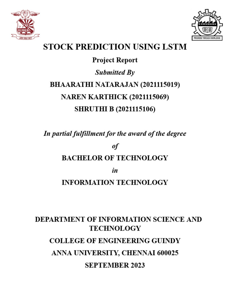 STOCK PREDICTION USING LSTM - With Testing | PDF | Stocks | Deep Learning