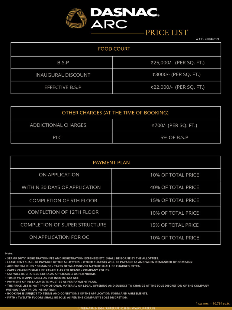 Dasnac Arc Price List - Food Court | PDF | Economies | Taxation