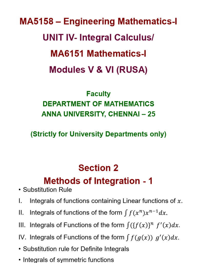 Integral Calculus Section 2 | PDF | Integral | Function (Mathematics)