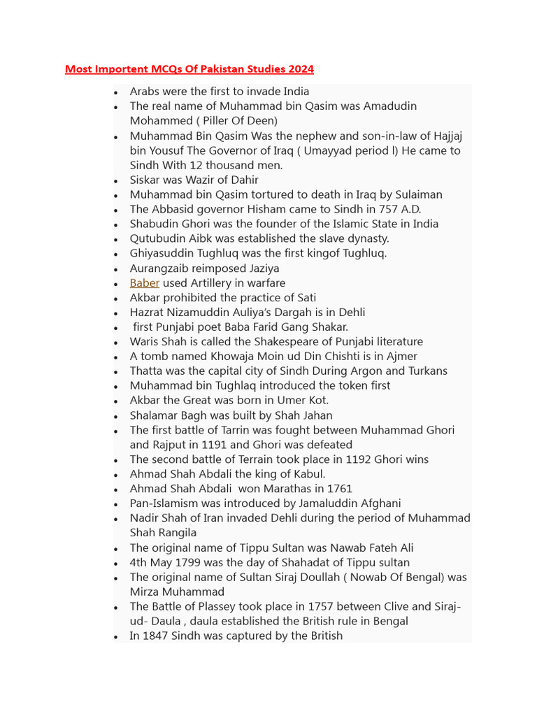 Pak Study | PDF | South Asia