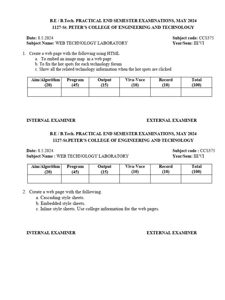 Wt Lab Qp Pdf World Wide Web Internet And Web 1404