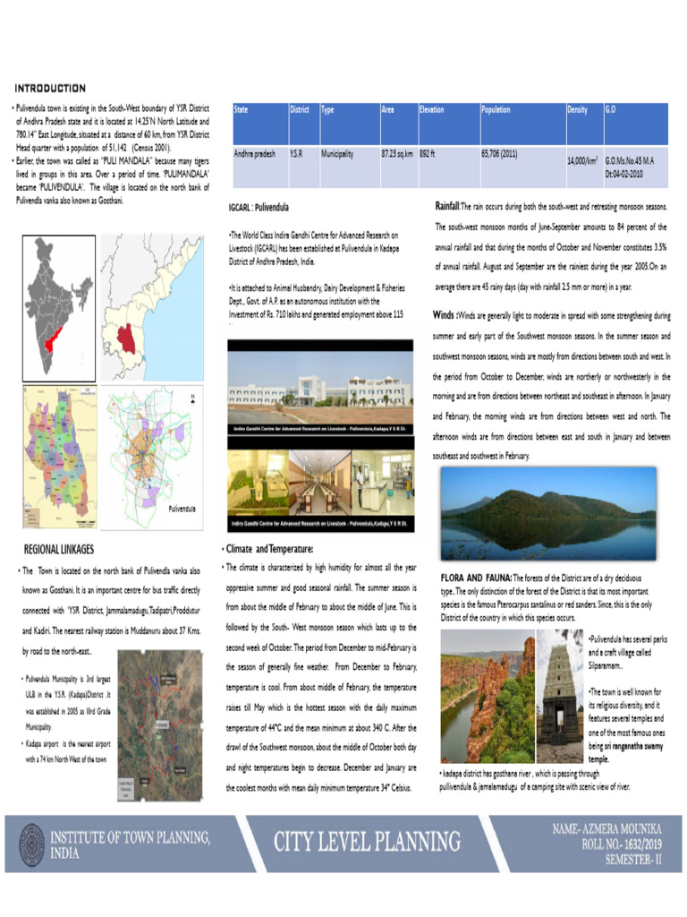 Overview of Pulivendula, Andhra Pradesh | PDF | Urban Planning