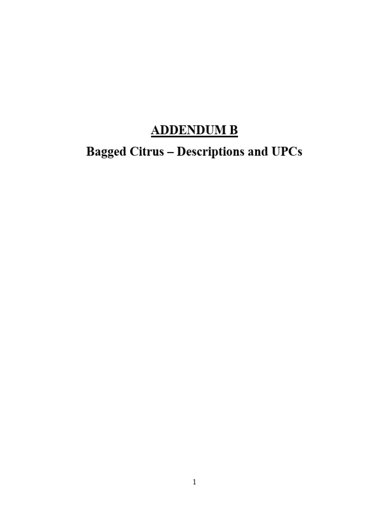 Addendum B Bagged Citrus UPCs | PDF | Orange (Fruit) | Grapefruit