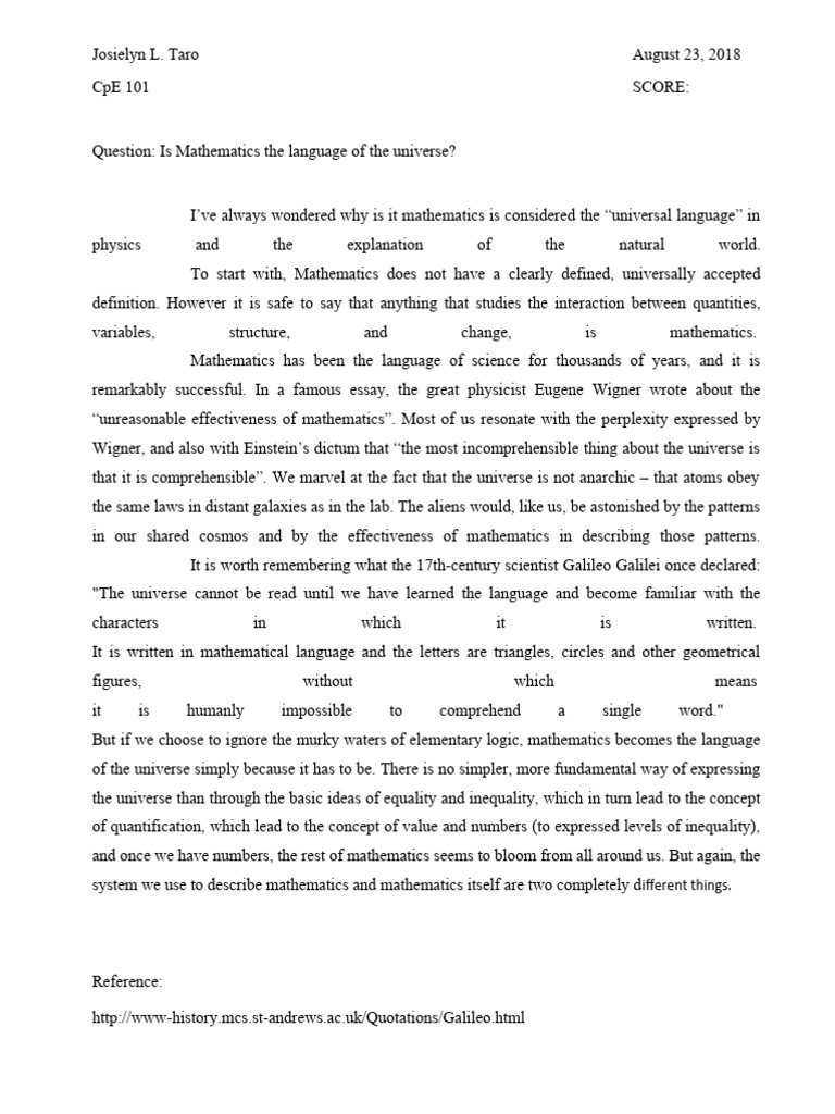 Mathematics: The Universe's Language | PDF | Mathematics | Universe
