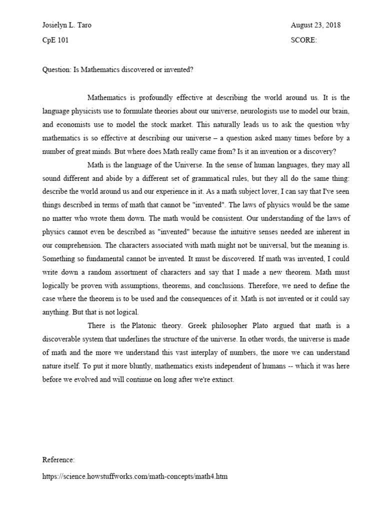 Is Mathematics Discovered or Invented | PDF | Science & Mathematics