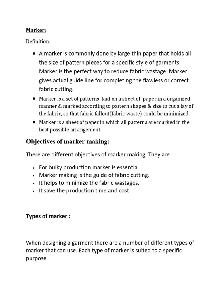 Marker & Marker Types | PDF | Textiles | Clothing