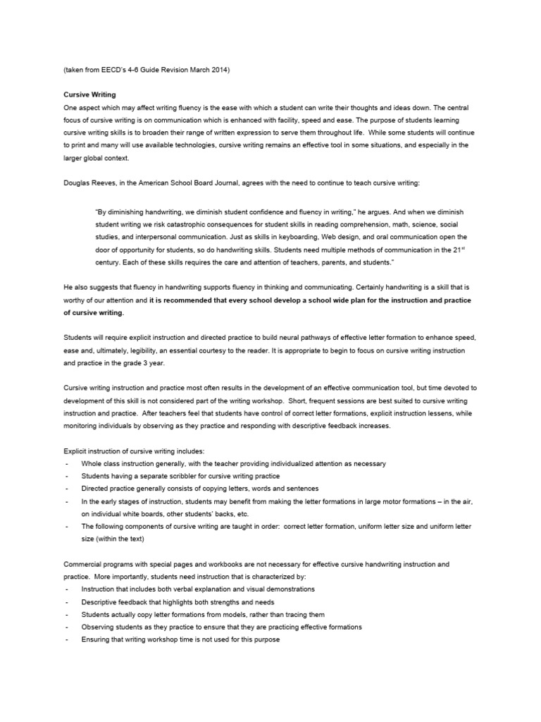 Cursive Writing Instruction Strategies | PDF | Communication | Human ...
