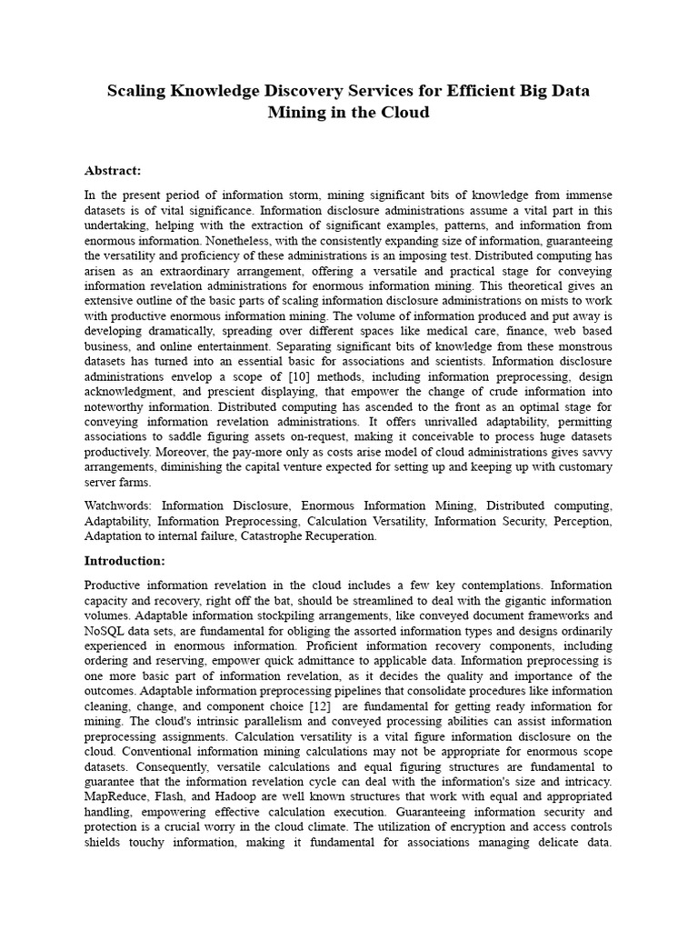 Scaling Knowledge Discovery Services for Efficient Big Data Mining in ... Scaling Knowledge Discovery Services for Efficient Big Data Mining in ...
