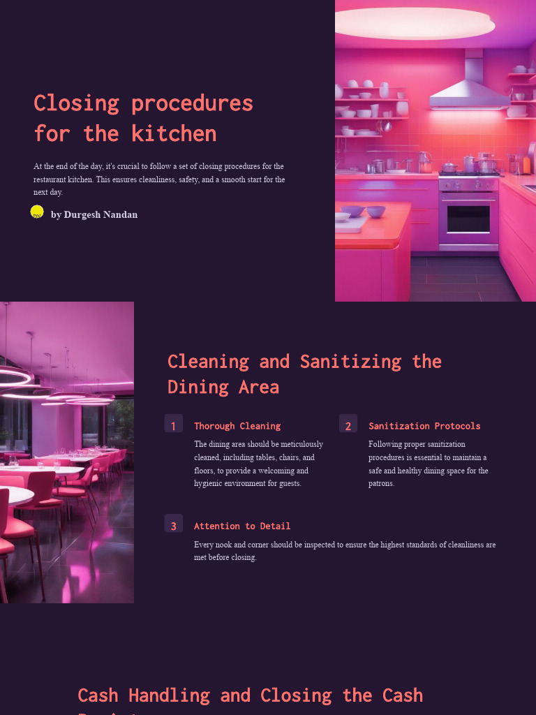Closing Procedures For The Kitchen | PDF | Inventory | Cash