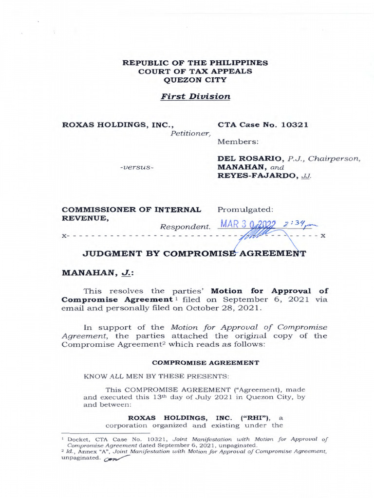 Cta 1D CV 10321 J 2022mar30 Ass | PDF | Taxes | Internal Revenue Service