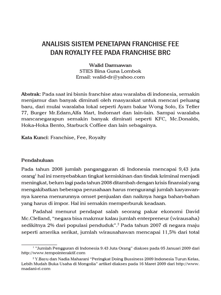 ID Analisis Sistem Penetapan Franchise Fee | PDF