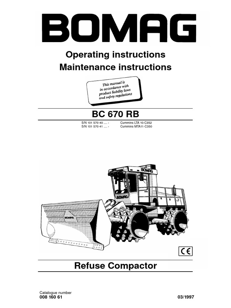Bomag BC 670 RB Operating Instructions Maintenance Instructions | PDF ...