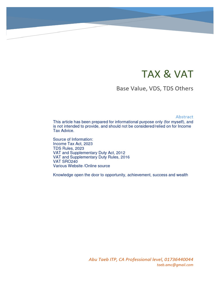 Tax & VAT Calculation Guide 2023 | PDF | Value Added Tax | Taxes