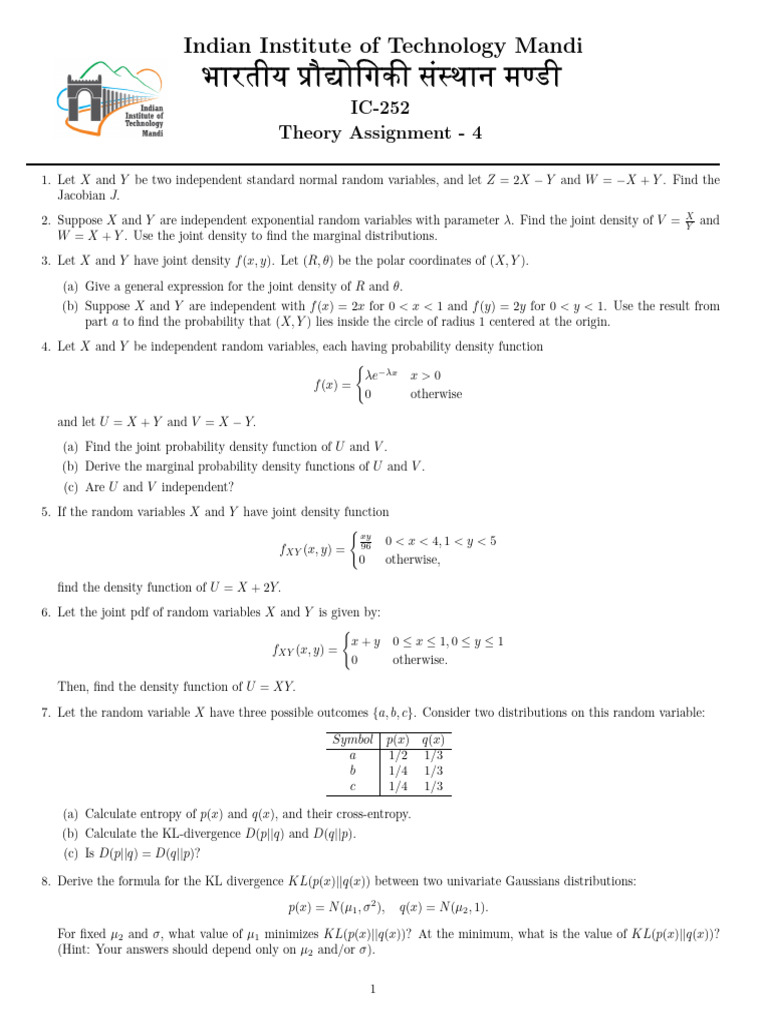 Theory Assignment 04 | Download Free PDF | Probability Density Function | Probability Distribution