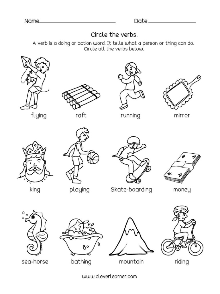 Quality - Kindergarten-Verbs Coloring-Pages-4w | PDF