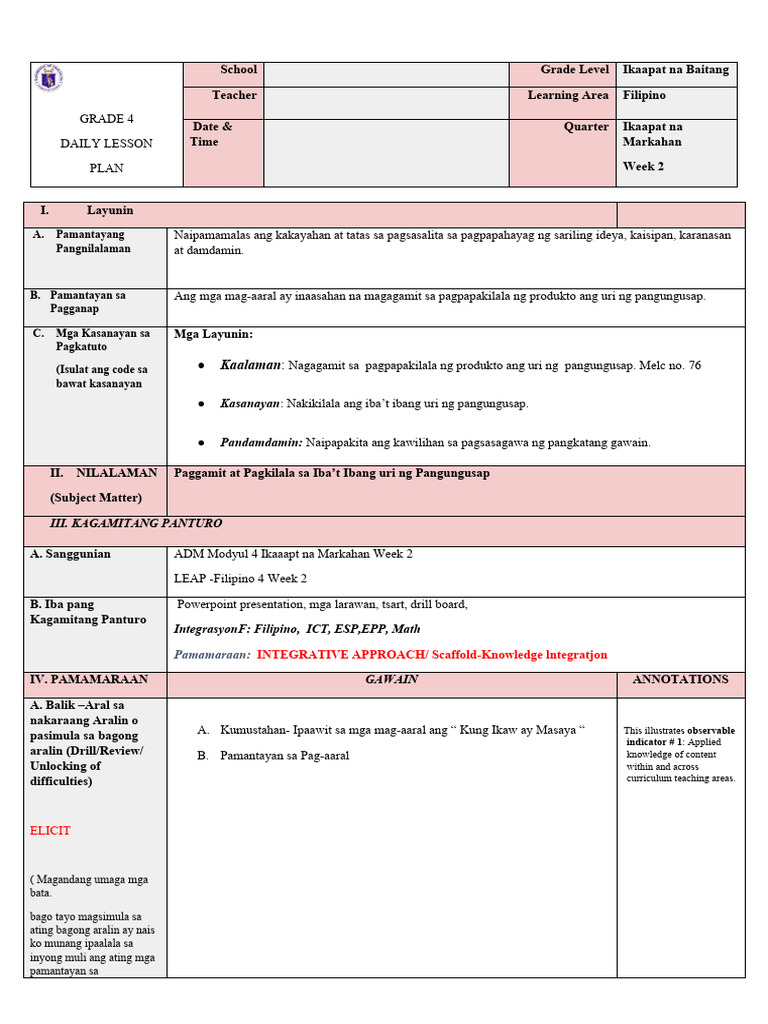 Cot - Filipino 4 Q4 W2 | PDF