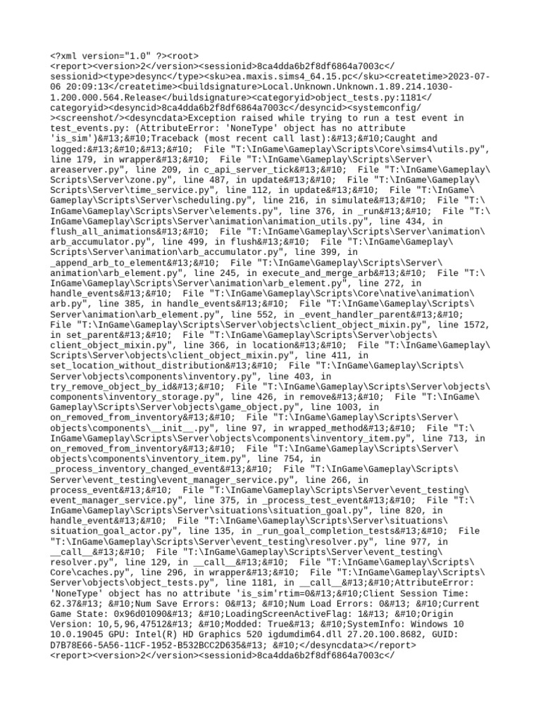 Sims 4 Desync Error Report | PDF | Computing | Computer Science