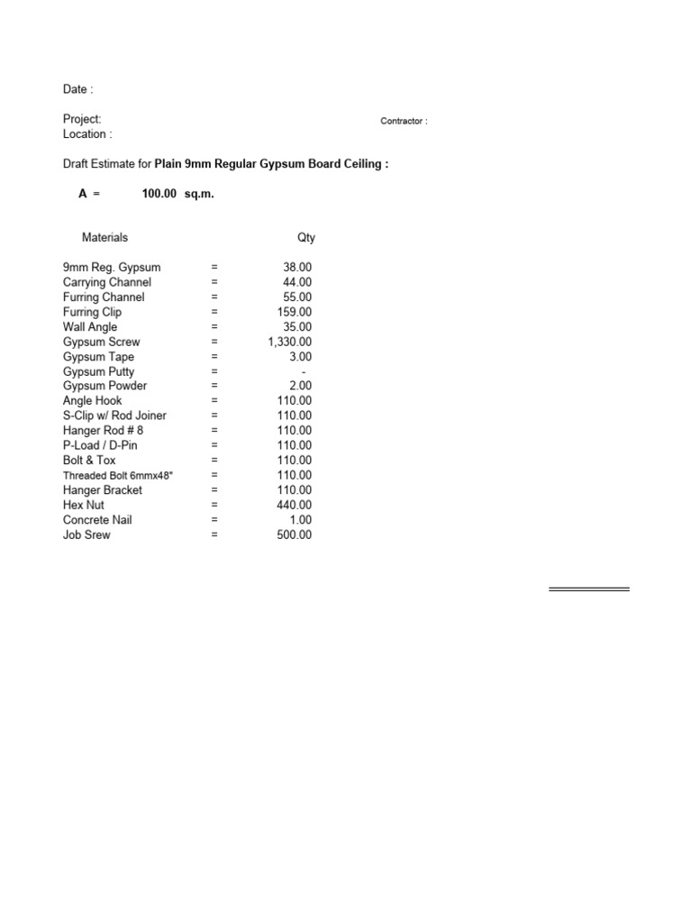 Ceiling Calculation | PDF | Screw | Metalworking