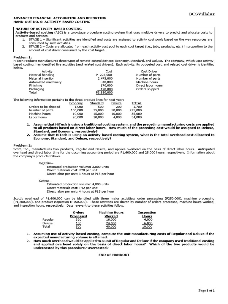 6 Activity-Based Costing | PDF | Business Economics | Economies