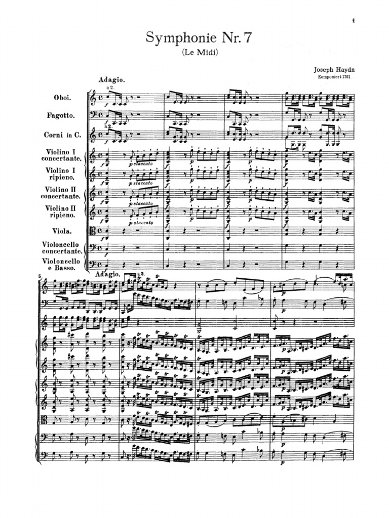 Symphony No.7 in C Major, Hob.I 7 - Conductor Score | PDF