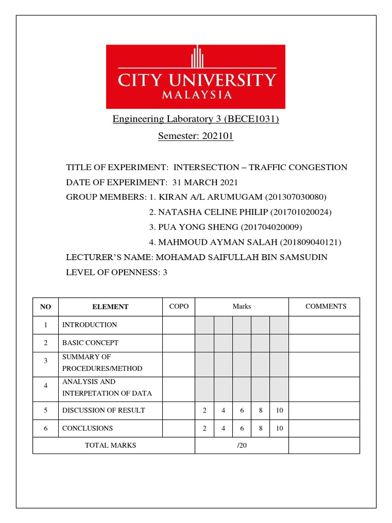 Engineering Lab Report Week 12 - Intersection - Pua Group | Download ...