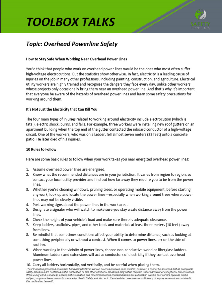 Overhead Line Safety | PDF | High Voltage | Safety