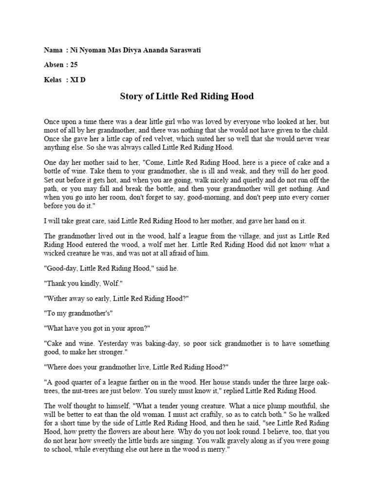 Story of Little Red Riding Hood | PDF | Little Red Riding Hood