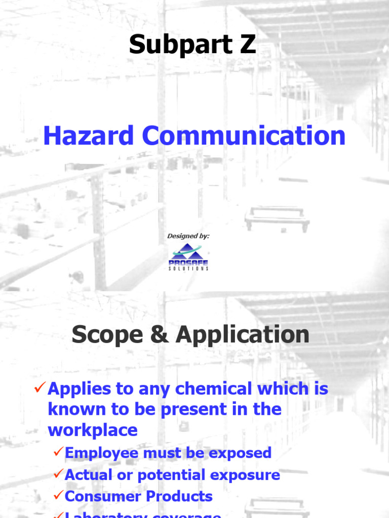 Tab 7 - Ins 1 - Hazard Communication - G (Prosafe) | PDF | Occupational ...
