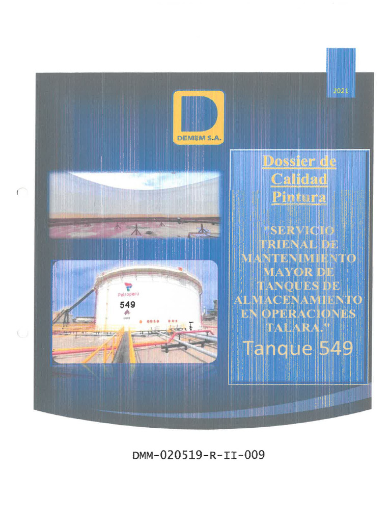Dossier de Calidad Pintura Tanque 549 | PDF Dossier de Calidad Pintura Tanque 549 | PDF