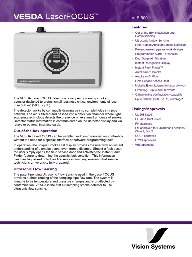 Vesda VLF-500 | PDF | Equipment | Manufactured Goods