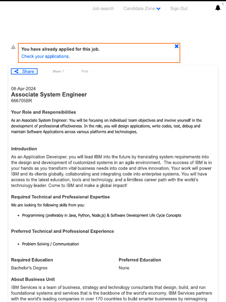 Ibm Job Discription | PDF