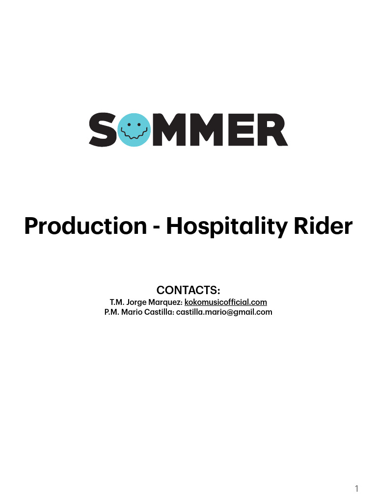 Sommer Production Hospitality Rider | PDF | Sound Production Technology ...
