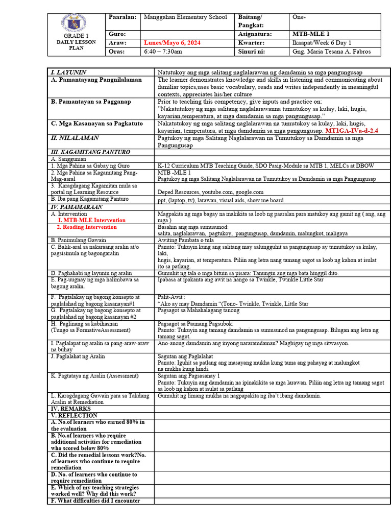 DLP Q4 MTB-W6 | PDF