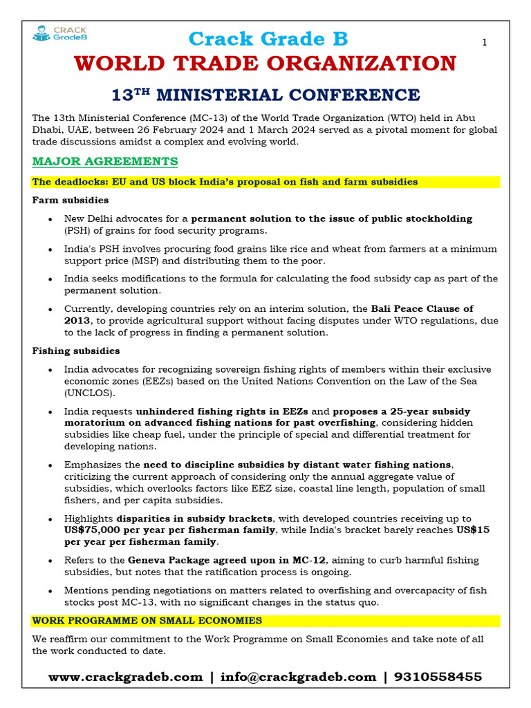 WTO 13TH Ministerial Conference Lyst4802 | PDF | World Trade ...