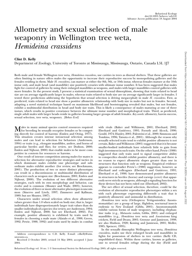 Allometry and Sexual Selection of Male | PDF | Science & Mathematics